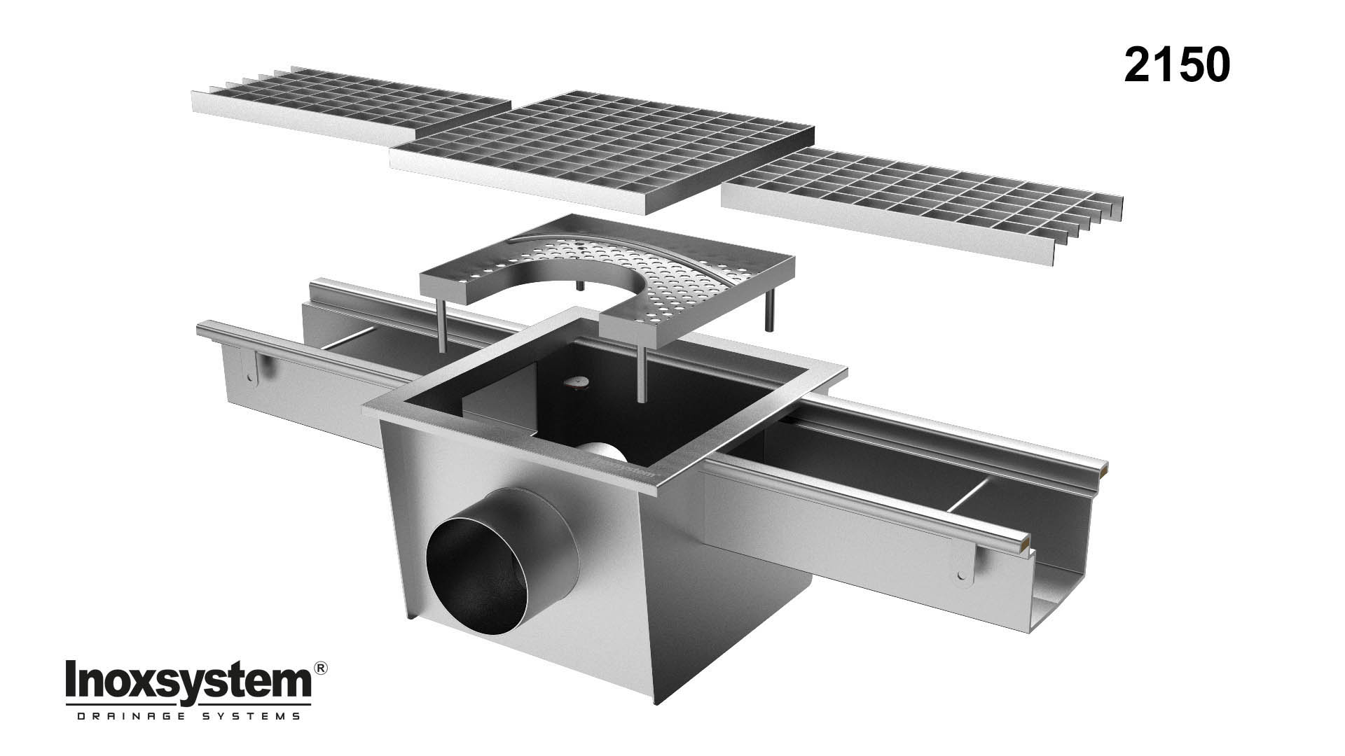 Stainless steel grating channel with siphoned outlet and grating cover ... Stainless steel grating channel with siphoned outlet and grating cover ...